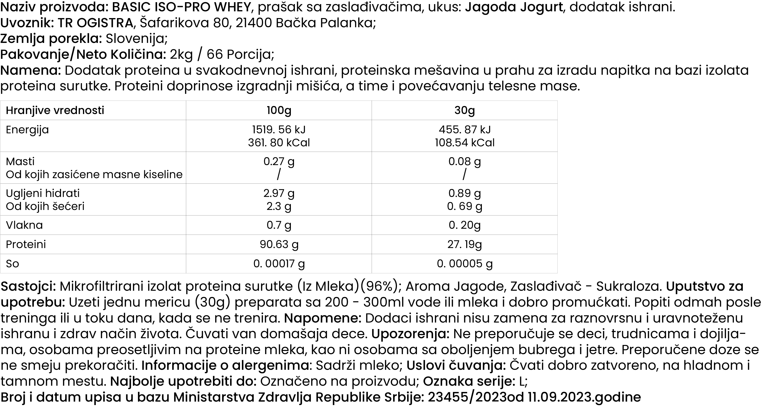 ISO-PRO® WHEY 2KG / BASIC SUPPLEMENTS
